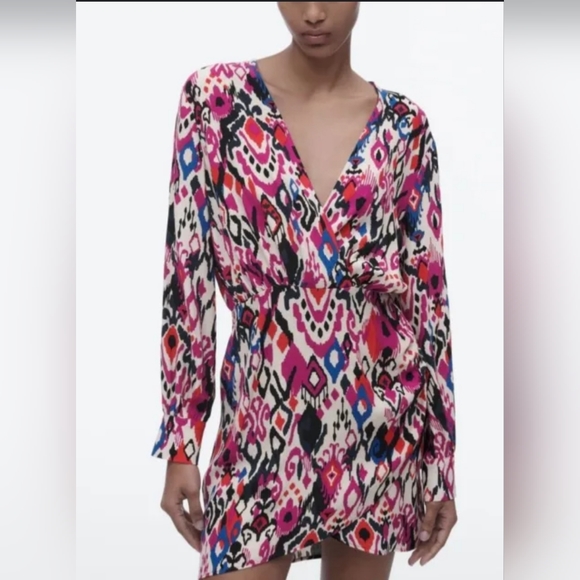 Zara | Dresses | Zara Multicolored Print Crossover Dressnwt | Poshmark